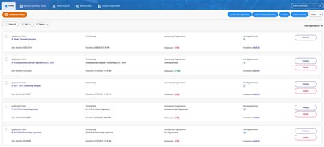 create a new application form overview of the application listing