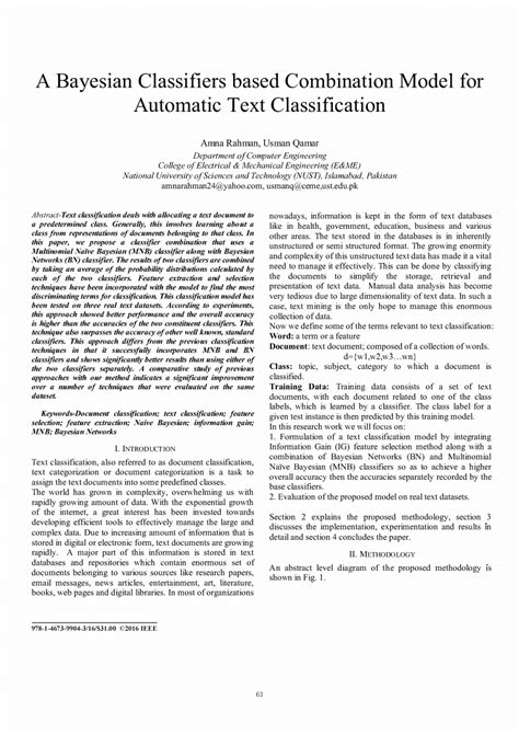 Pdf A Bayesian Classifiers Based Combination Model For Automatic Text