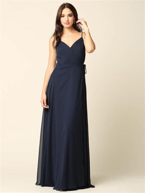 Burgundy Long Spaghetti Strap Chiffon Wrap Bridesmaids Gown For 8899