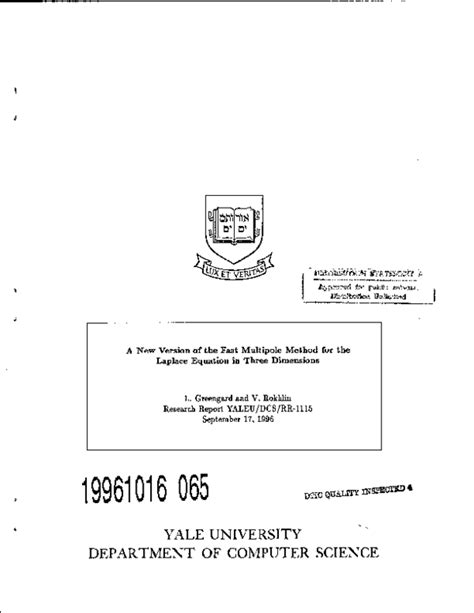 Pdf A New Version Of The Fast Multipole Method For The Laplace Equation In Three Dimensions