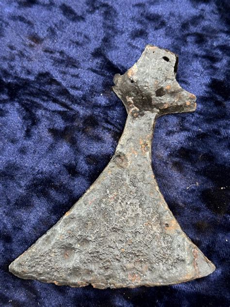 Ancient Battle Iron Ax With Ornament Kievan Rus Viking Era Weapon
