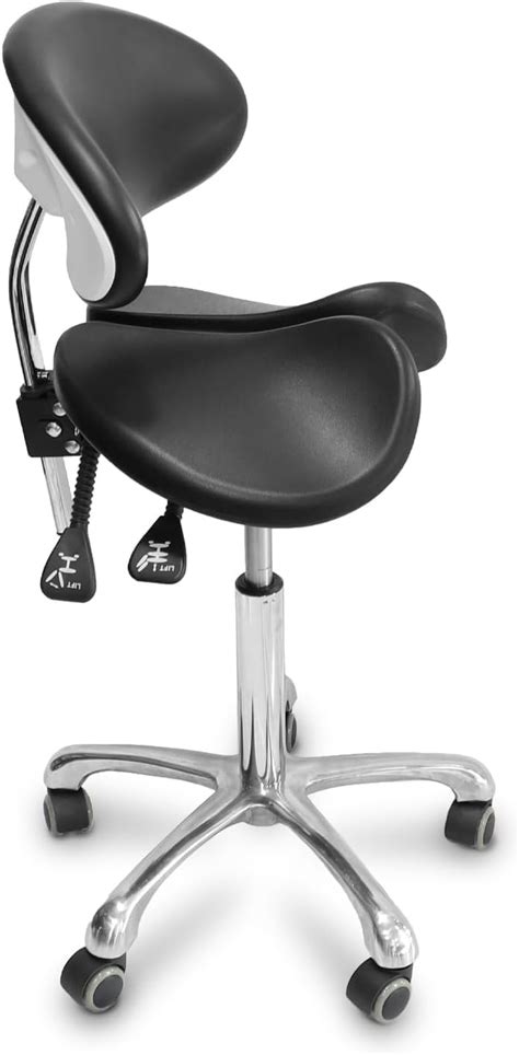 Limkomes Split Seat Rolling Saddle Stool Salon Chair With Back Support