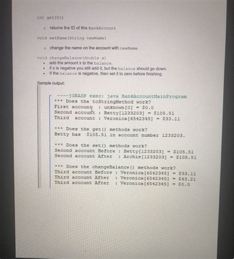 Solved Write A Class Called BankAccount With The Following Chegg