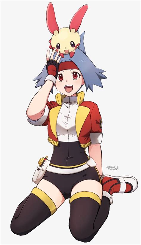 plusle and solana pokemon and 2 more drawn by iruzu pixiv27236115