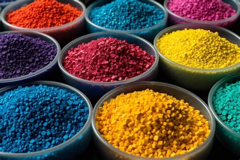 Premium Ai Image Colorful Plastic Pellets And Pigmented Granules