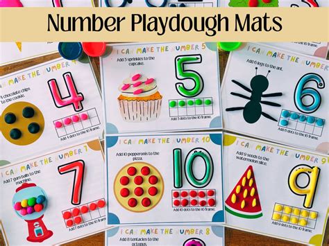 Number Play Dough Mats Montessori Learning Homeschool Printable