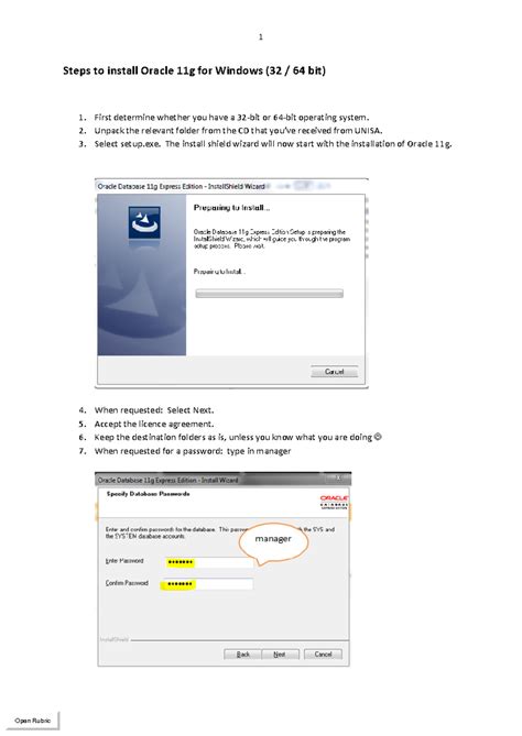 Steps To Install Oracle G For Windows Unpack The Relevant Folder From The CD That Youve