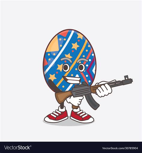 Easter Egg Cartoon Mascot Character With Assault Vector Image