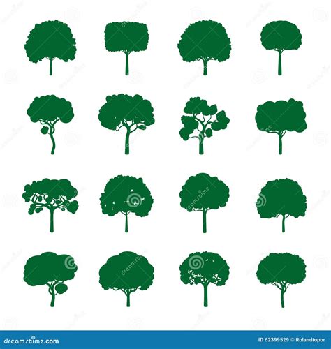 Set Of Green Trees Vector Illustration Stock Illustration Illustration Of Floral Pattern