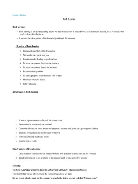 Lecture Notes Book Keeping Descargar Gratis Pdf Debits And Credits
