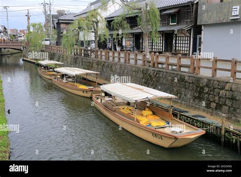 Old Houses Along The Riverside Street Katori City Chiba Japan Stock