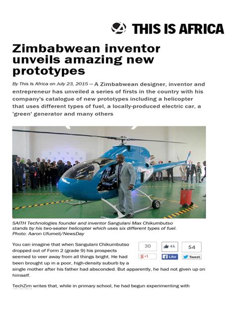 Zimbabwean Inventor Unveils Amazing New Prototypes Pdf Science