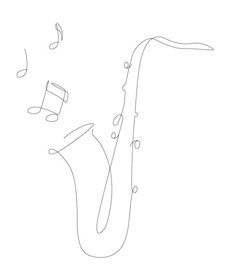 premium vector one line sax illustration with notes jazz music band
