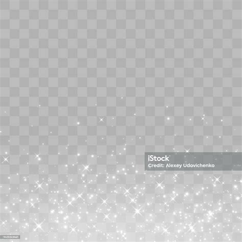輝く魔法のほこりほこりっぽい輝き光の飛翔粒子クリスマスライト効果妖精のほこりの輝く粒子が暗闇の中で輝きます透明な背景にベクターイラスト