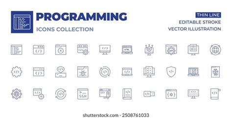 Programming Icons Collection Thin Line Icons Stock Vector Royalty Free 2508761043 Shutterstock