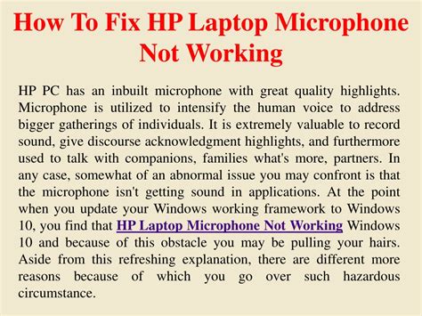 ppt how to fix hp laptop microphone not working powerpoint
