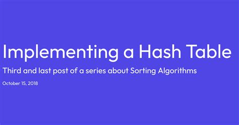 Implementing A Hash Table