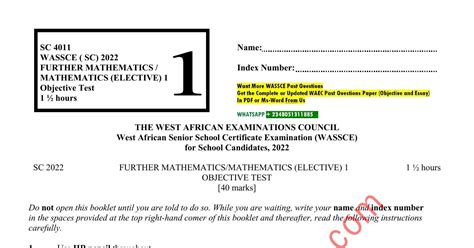 Free Waec Questions On Further Mathematicspdf Docdroid