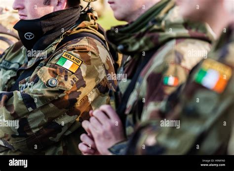 An Irish Defence Forces Arm Patch Of A Soldier In The Irish Army Stock