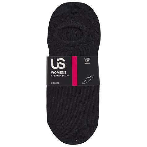 Womens No Show Socks 3 Pack Black The Reject Shop