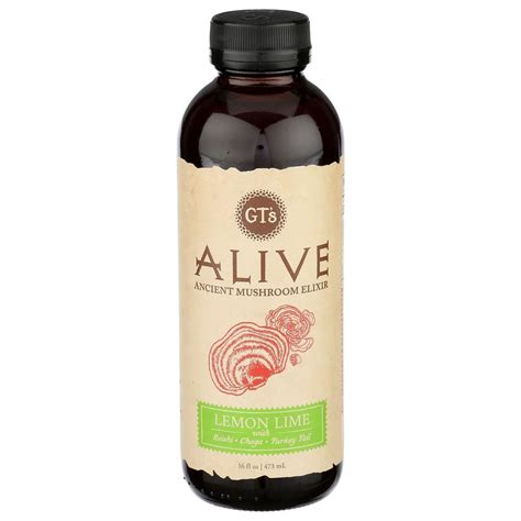 Gts Lemon Lime Alive Ancient Mushroom Elixir 16 Fluid Ounce 12 Per Case