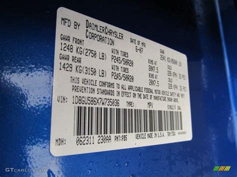 2007 Nitro Color Code Pb5 For Electric Blue Pearl Photo 62905493