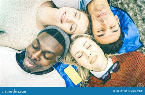 Multiracial Best Friends Having Fun Resting Together Stock Image