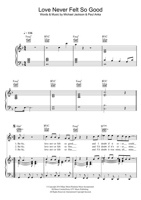 Love Never Felt So Good Sheet Music Direct