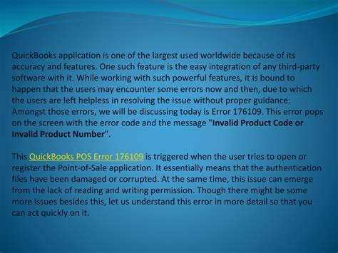PPT Fix QuickBooks POS Error 176109 Invalid Product Code Or Number PowerPoint Presentation