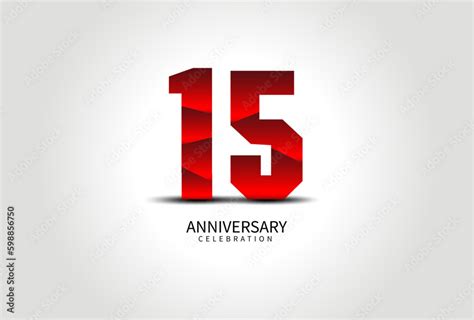 15 Year Anniversary Celebration Logo Red Vector 15 Number Design 15th