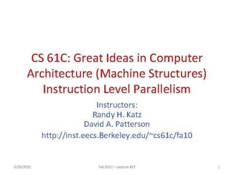 Cs 61 C Great Ideas In Computer Architecture