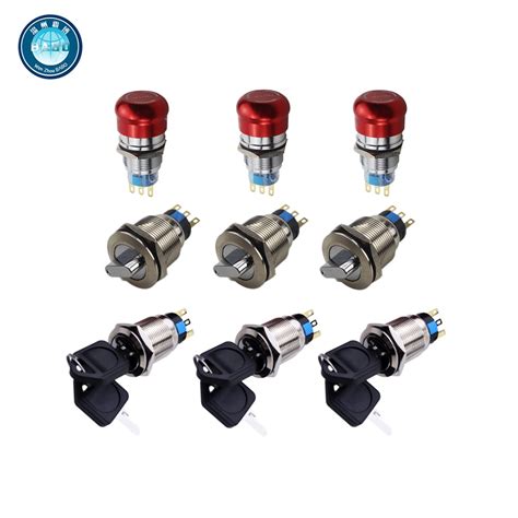 16 19 22mm Dpdt Push Button Switch Metal Dial Dimmer Switch Rotary Switch Waterproof Dpdt Water