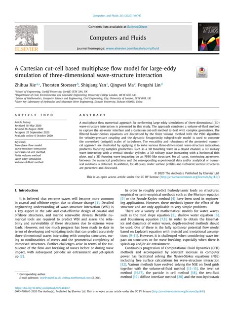 Pdf A Cartesian Cut Cell Based Multiphase Flow Model For Large Eddy Simulation Of Three