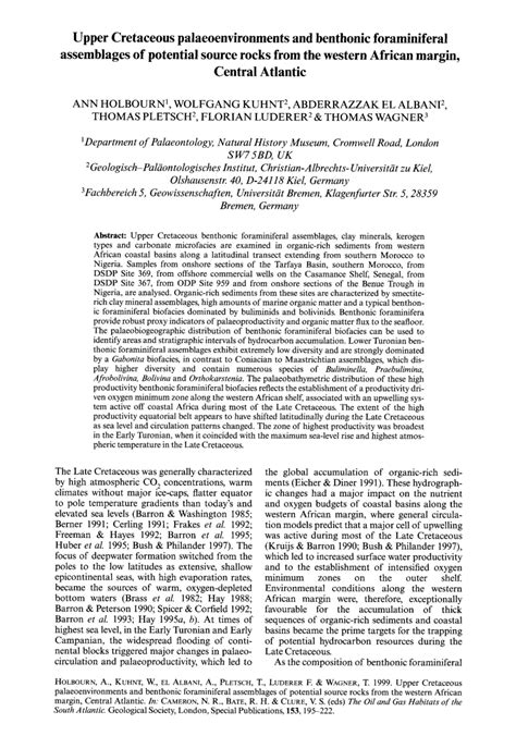 Pdf Upper Cretaceous Palaeoenvironments And Benthonic Foraminiferal Assemblages Of Potential