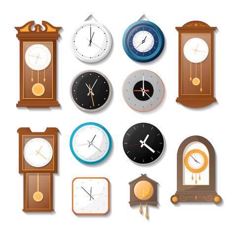 Premium Vector Classic Mechanical Wall Clock Set