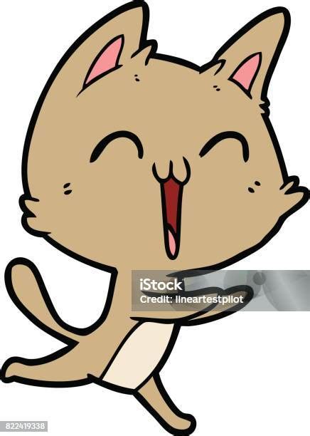 행복 한 만화 고양이 야 옹 고양이 울음소리에 대한 스톡 벡터 아트 및 기타 이미지 고양이 울음소리 귀여운 낙서 드로잉