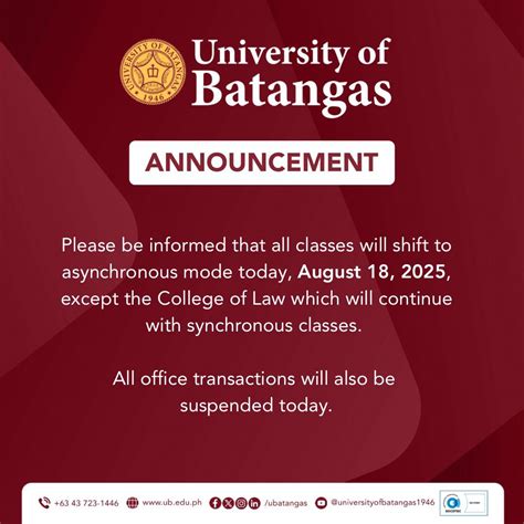 University Please Be Informed That All Classes Will Shift To