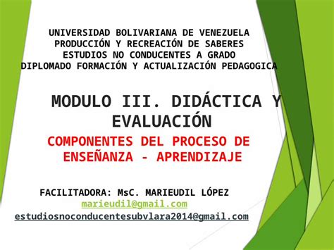 Pptx Clase Ii Componentes Del Proceso De EnseÑanza Aprendizaje