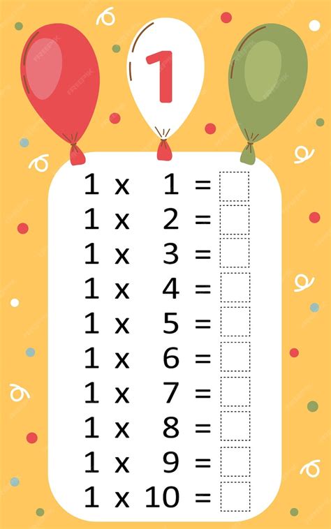 Premium Vector Multiplication Table By 1 With A Task To Consolidate