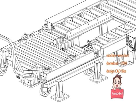 industrial 3d model loading unloading roller conveyor machine world