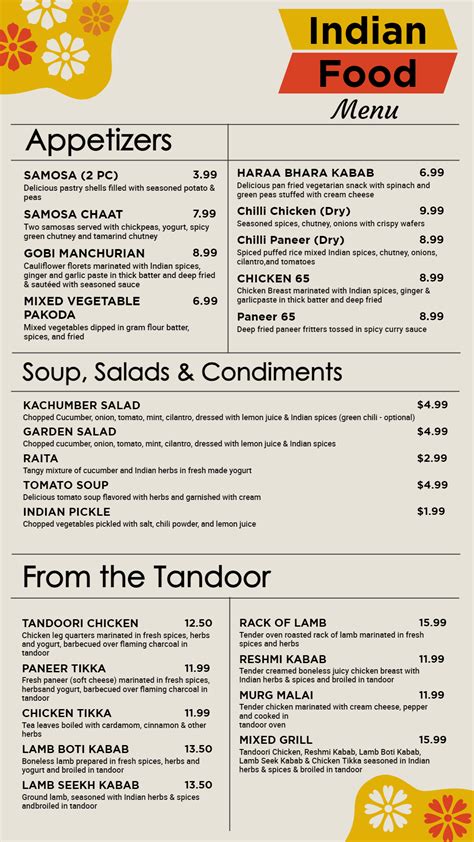 Simple Indian Food Digital Signage And Tv Menu Design Template