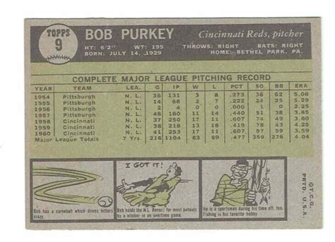 Topps BOB PURKEY Autographed Baseball Card Cincinnati Reds EBay