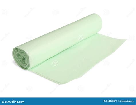 Rollo De Bolsas De Basura Sobre Fondo Blanco Suministros De Limpieza