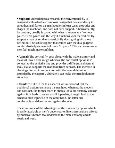 Advantages Of Horizontal Fly Mens Underwear