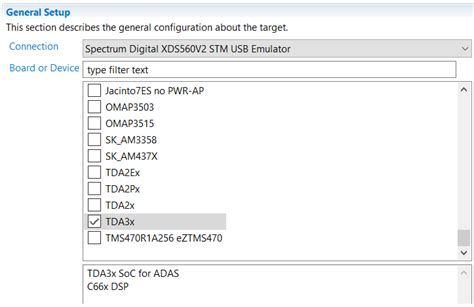 CCS TDA3XEVM TDA3x Board No Option For STM XDS560V2 To Select For