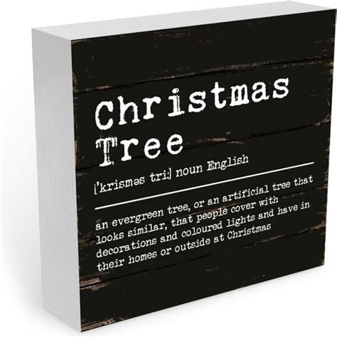 Cskhip Christmas Tree Definition Wooden Sign Sayings Wood Plaques