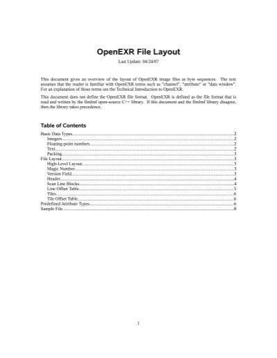 OpenEXR File Layout Pdf
