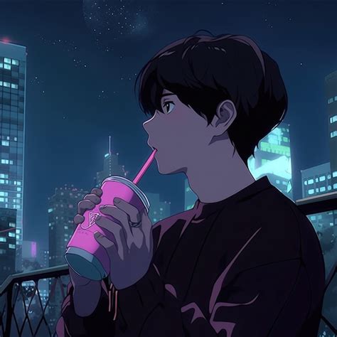 Premium Photo Starry Serenity 2d Anime Girl With Earphones Gazing At