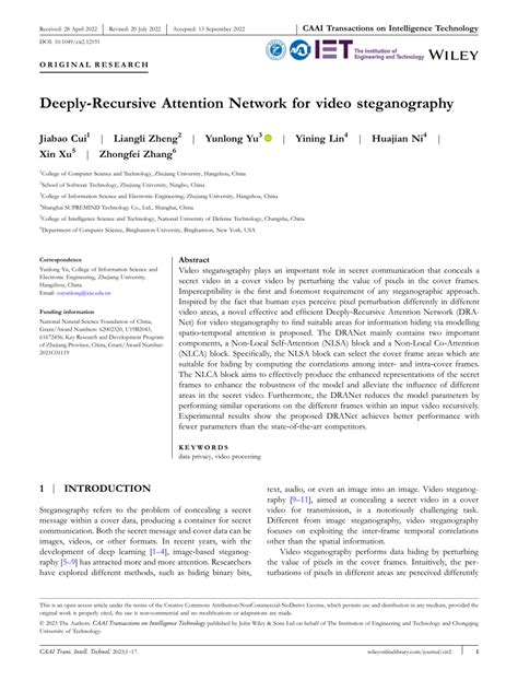 Pdf Deeplyrecursive Attention Network For Video Steganography