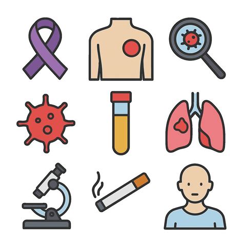 Icons Representing Cancer Awareness Symptoms And Risk Factors